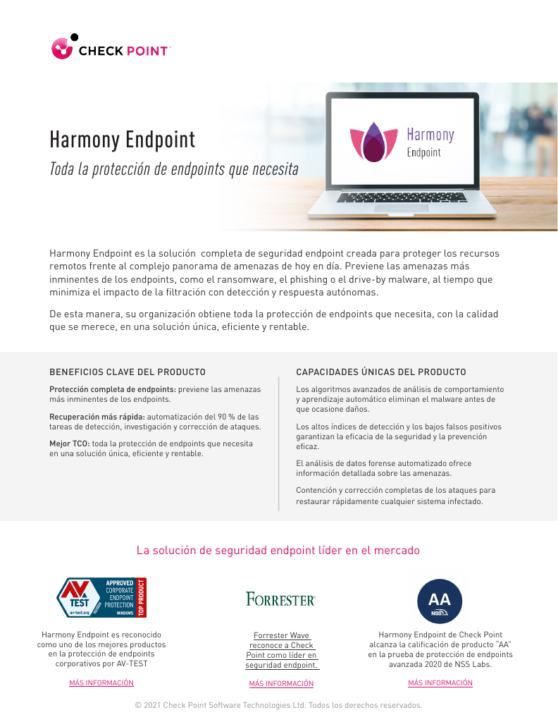 Resumen de la Solución | Harmony Endpoint Solución | Check Point Software