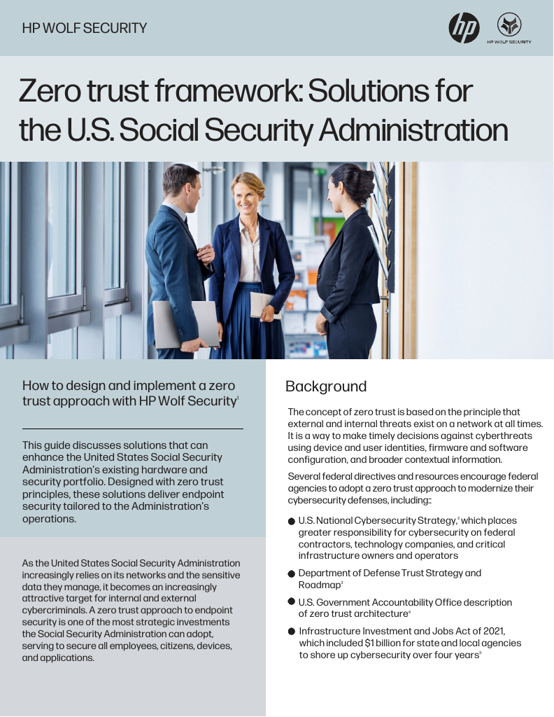 Zero Trust Framework for U.S. Social Security Administration | hp.com