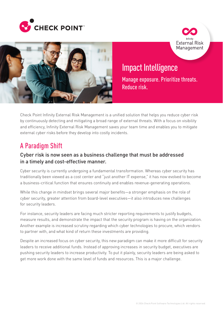 Solution Brief | Infinity External Risk Management | Check Point Software