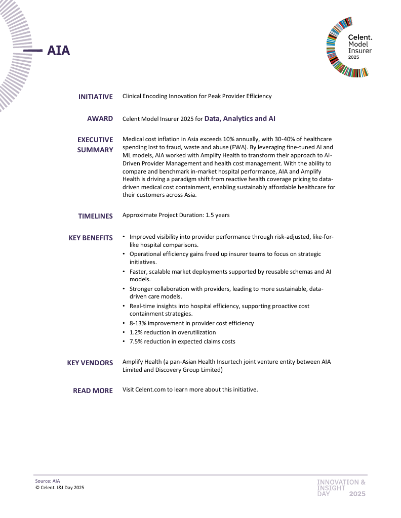 AIA One Page Summary | Celent