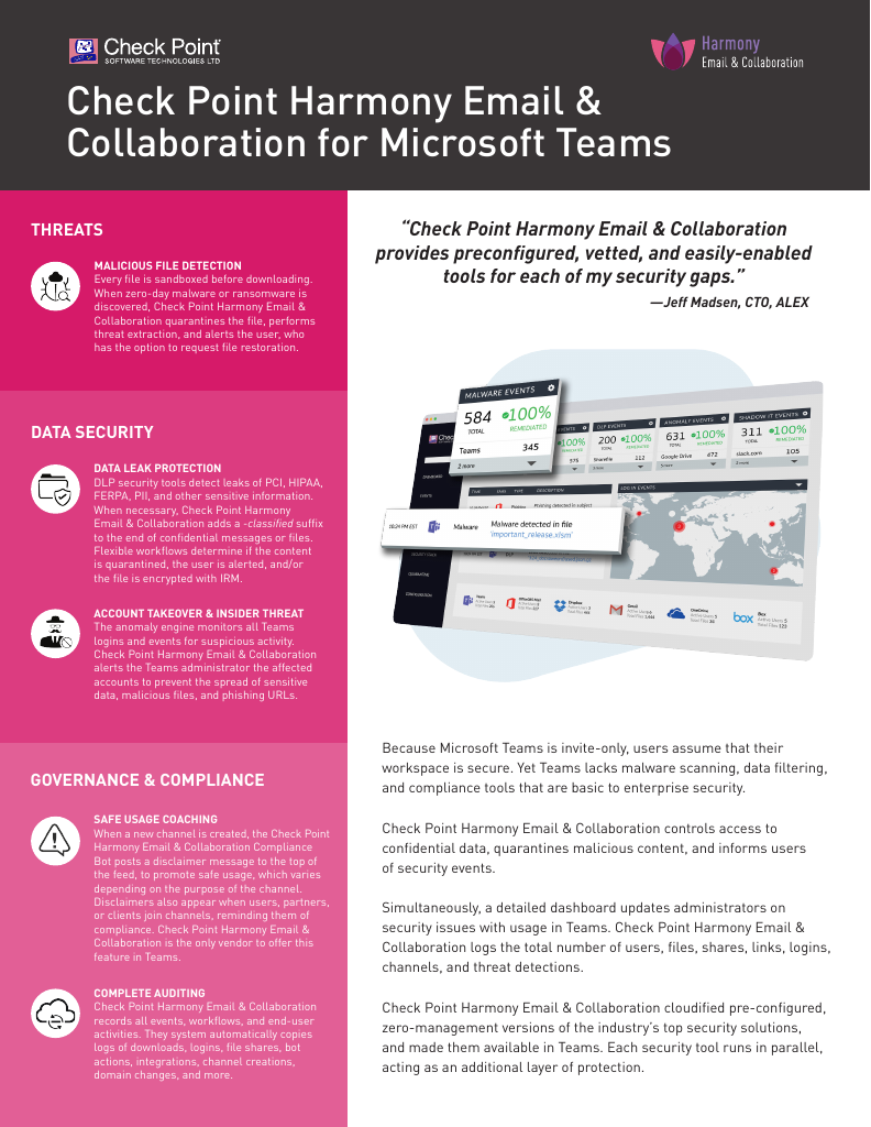 Datasheet | Check Point Harmony & Email Collaboration for Microsoft ...