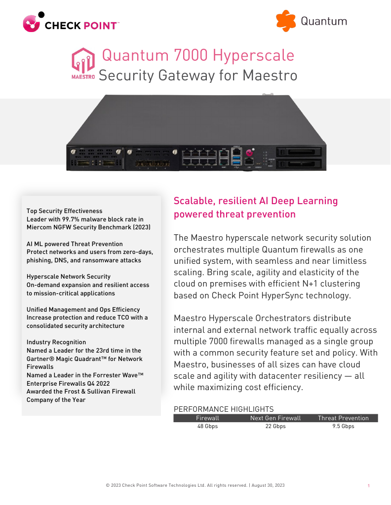 Datasheet | Check Point 7000HS Maestro Security Gateway | Check Point Software