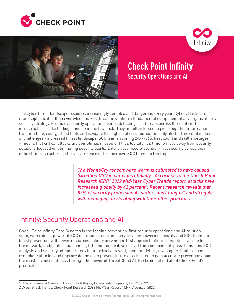 Infinity Security Operations And Ai Solution Brief Check Point Software