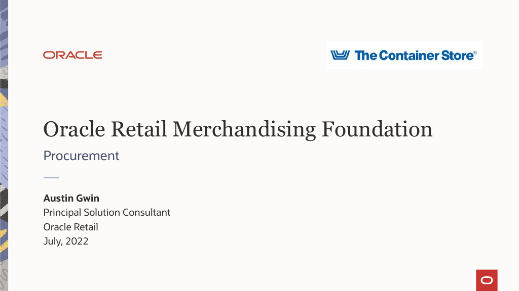 Merchandising: Procurement Sales Audit Pricing | Oracle