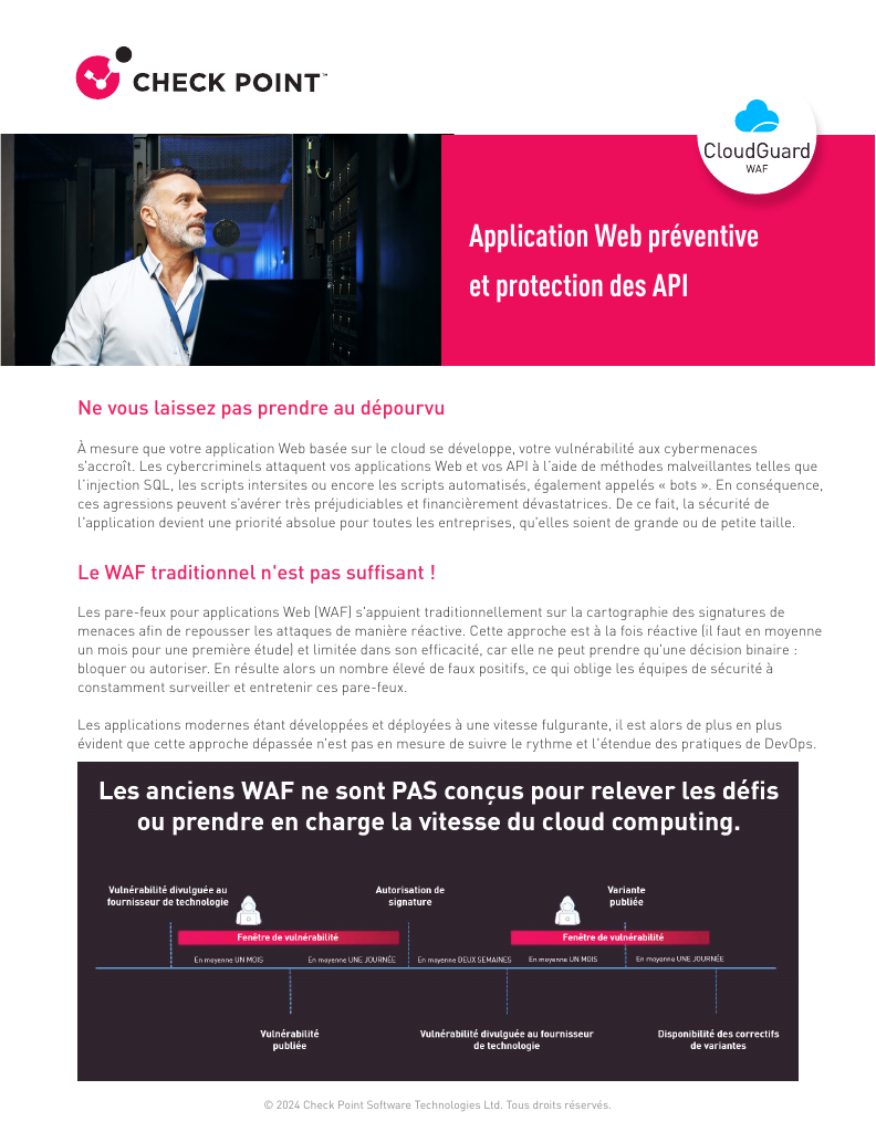 Brief produit | Brief produit CloudGuard WAF | Check Point Software