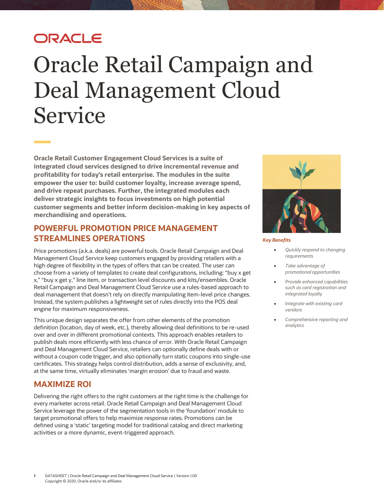 Oracle Retail Campaign and Deal Management Cloud Service | Oracle