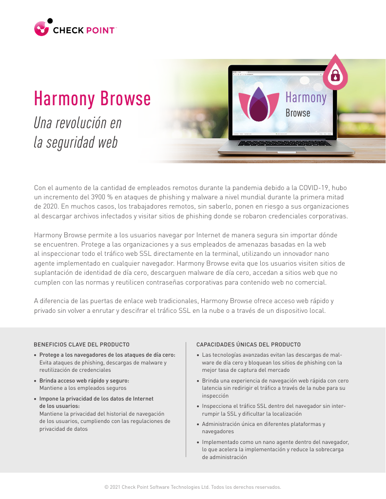 Resumen de la Solución | Harmony Browse Solución de Seguridad Web | Check Point Software