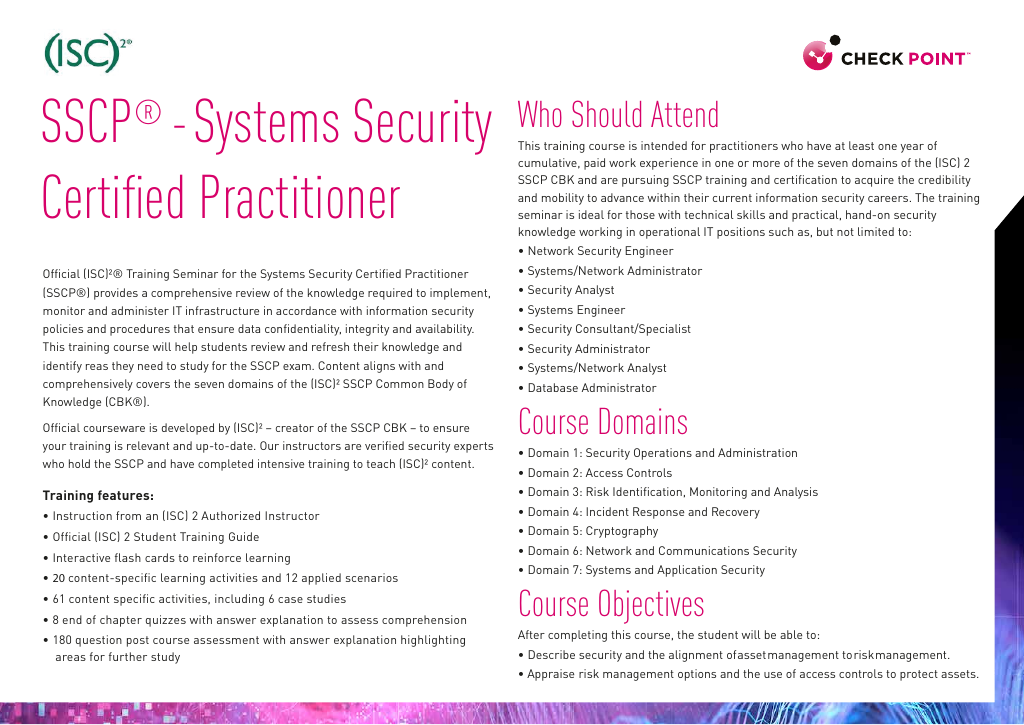 Course Overview | SSCP Course | Check Point Software