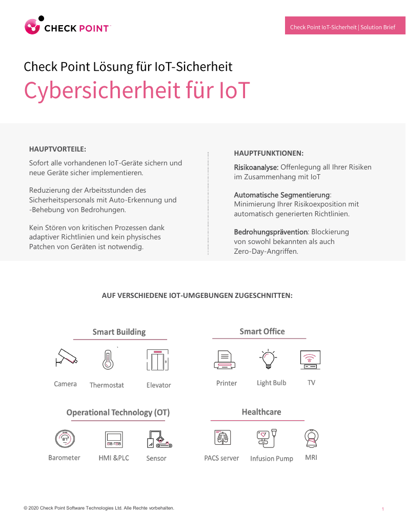 Lösungsübersicht | Übersicht über IoT-Lösungen | Check Point Software