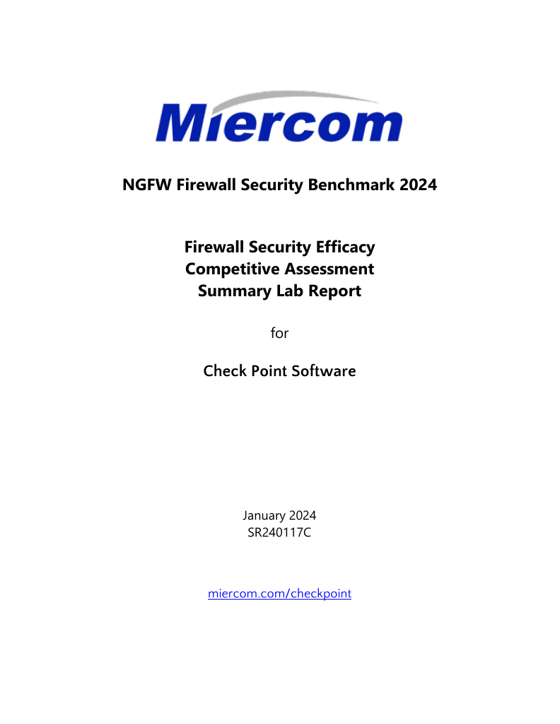 Miercom 2024 NGFW Security Benchmark | Check Point Software