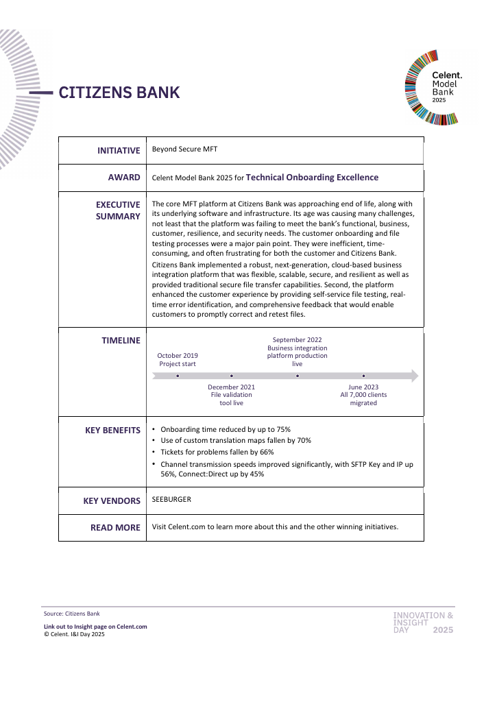 Citizens Bank One Page Summary | Celent