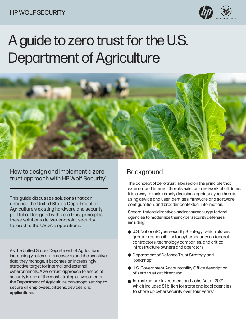 Zero Trust Framework for U.S. Department of Agriculture | hp.com