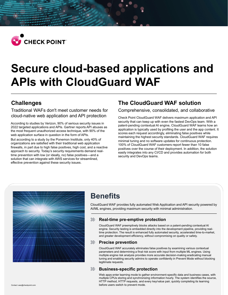 Solution Brief | AWS and CloudGuard WAF | Check Point Software