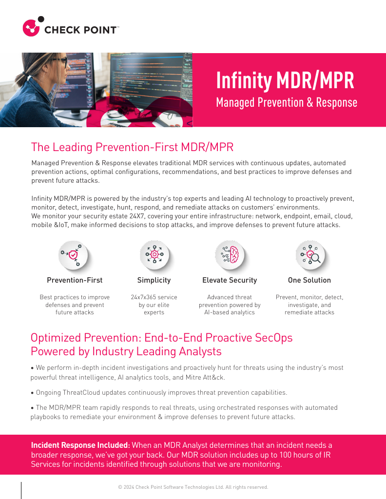 Infinity MDR/MPR Solution Brief | Check Point Software