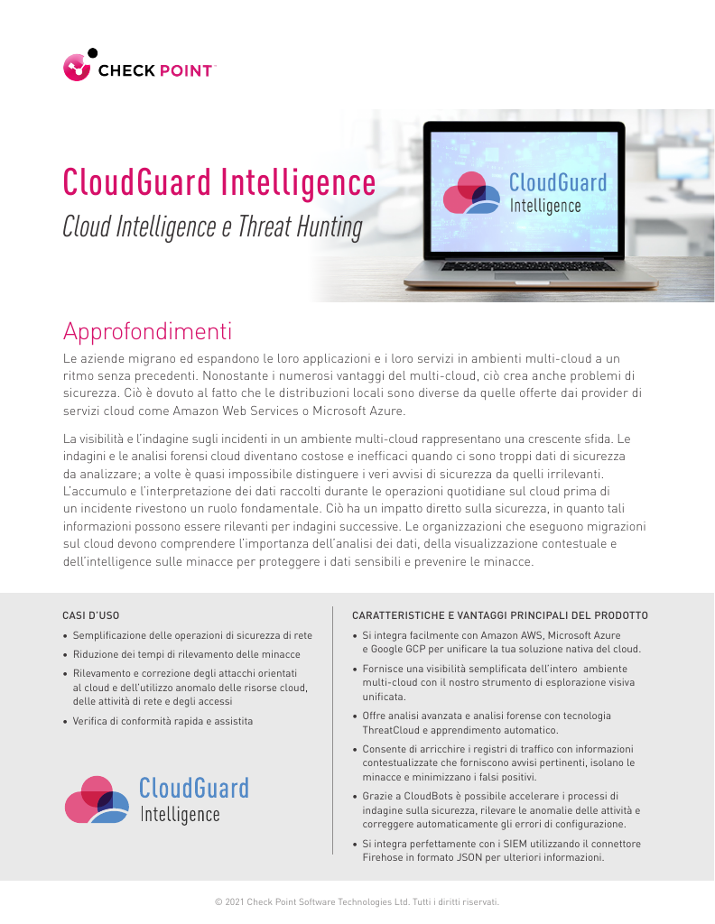 Solution Brief | Intelligenza CloudGuard | Check Point Software