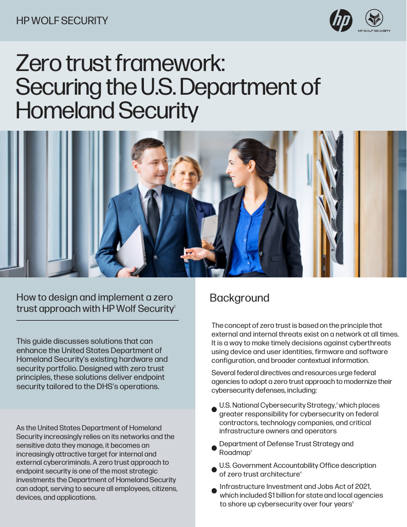 Zero Trust Framework for U.S. Department of Homeland Security | hp.com