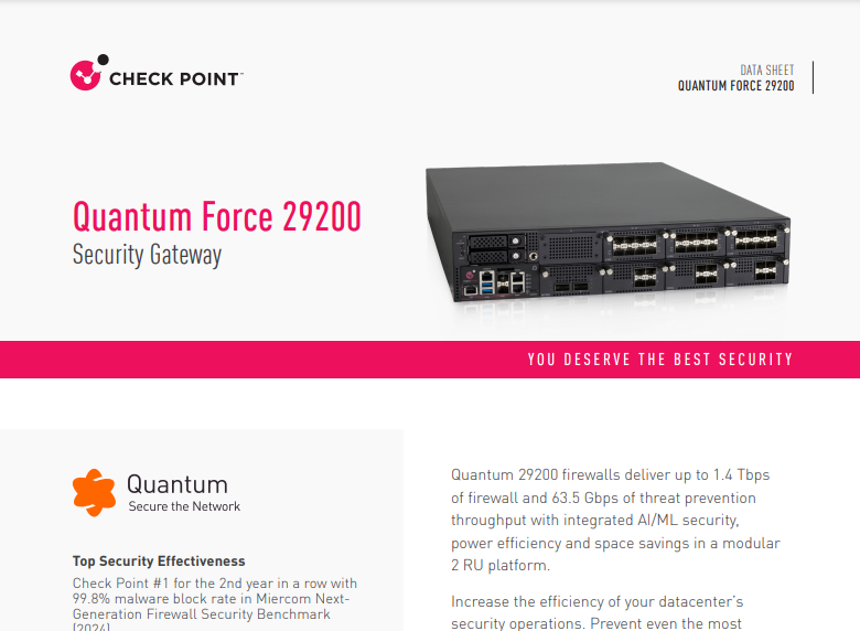 Quantum Force 29200 Datasheet | Check Point Software