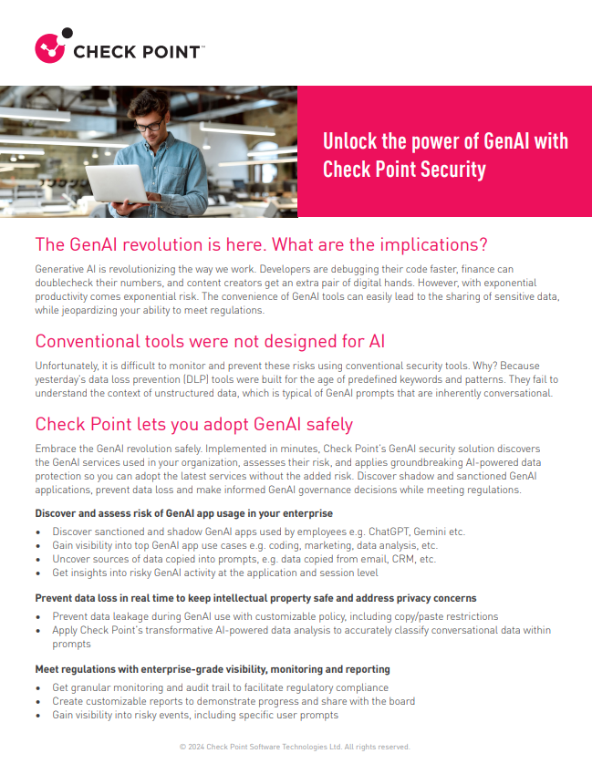 Solution Brief | GenAI Security from Check Point | Check Point Software Solution Brief | GenAI Security from Check Point | Check Point Software