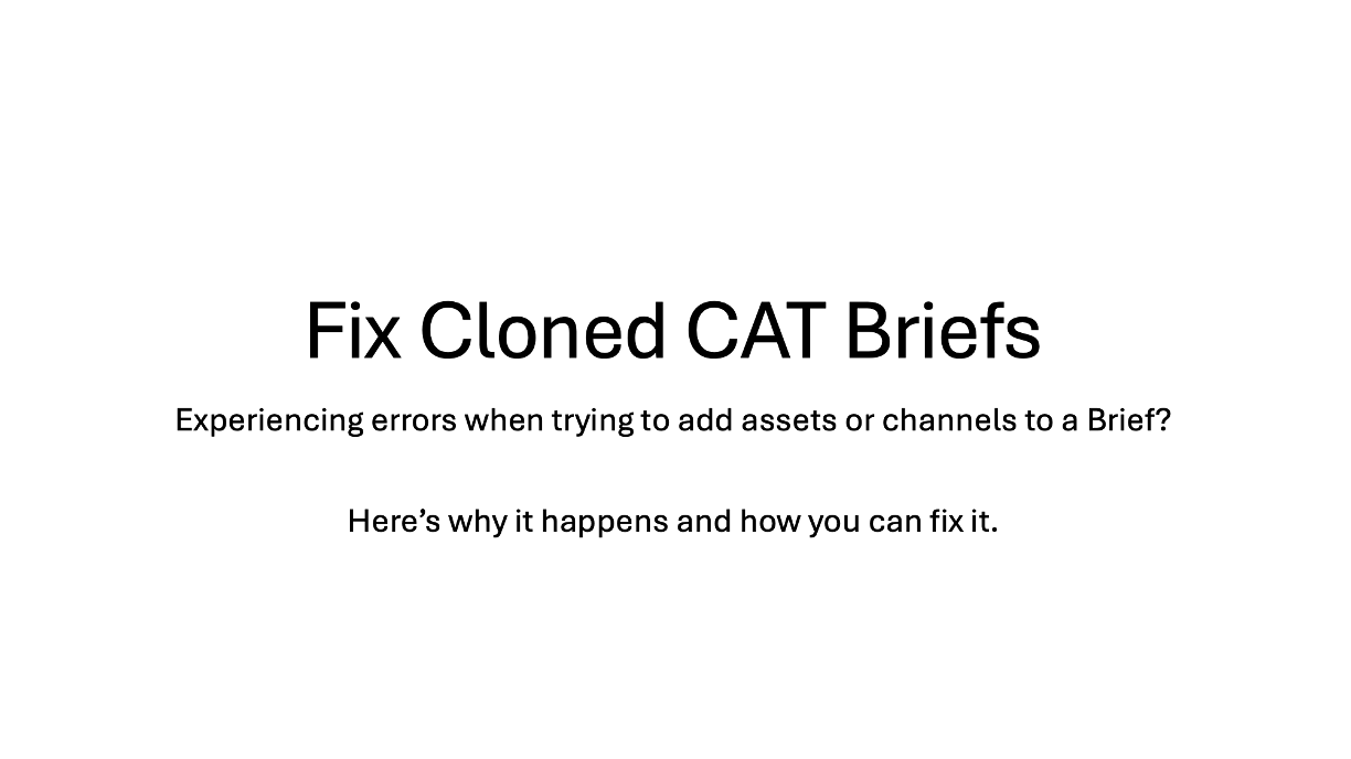 CAT: Getting errors adding assets or channels? | Equinix CAT: Getting errors adding assets or channels? | Equinix