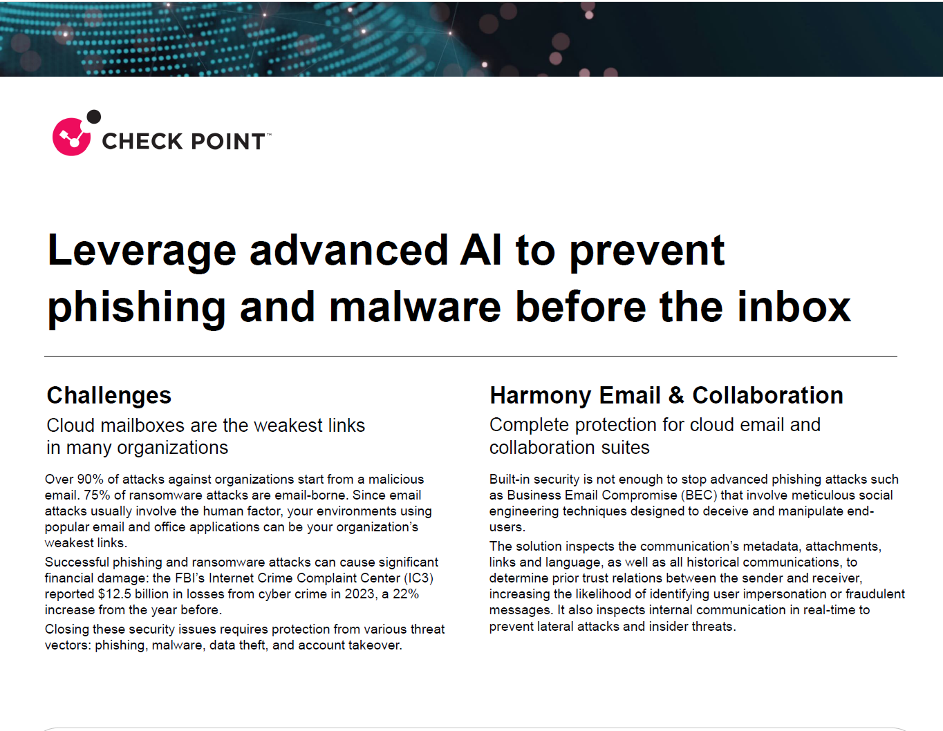 Solution Brief | Leverage Advanced AI to Prevent Phishing and Malware Before the Inbox | Check ...