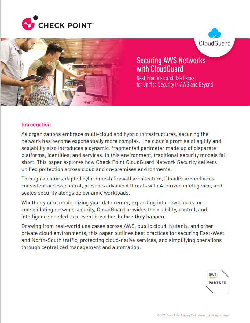 White Paper | Securing AWS Networks with CloudGuard | Check Point Software
