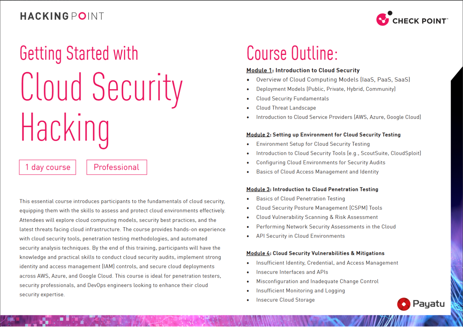 Datasheet | 1-Day Cloud Security Hacking Course by Payatu | Check Point Software