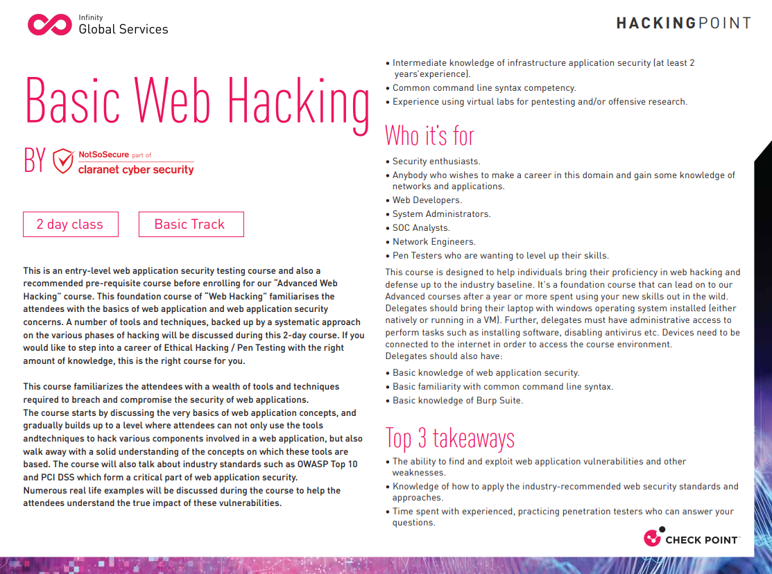Course Overview | Hacking Point's Basic Web Hacking | Check Point Software