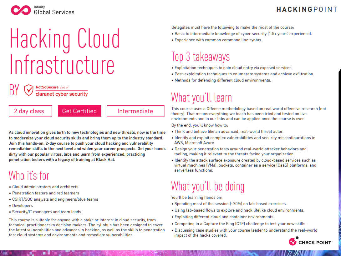 Course Overview | Hacking Cloud Infrastructure | Check Point Software