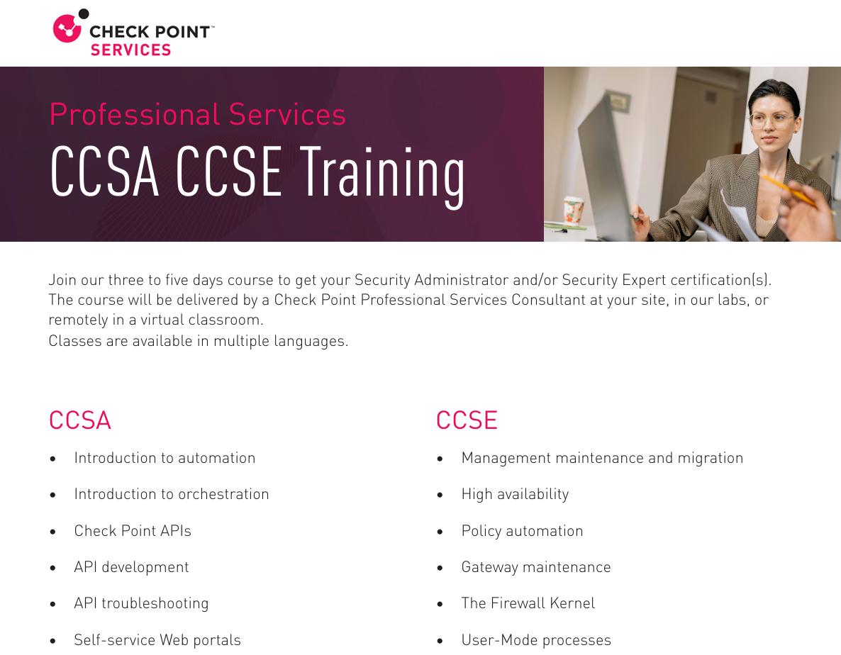 Training | CCSA & CCSE | Check Point Software