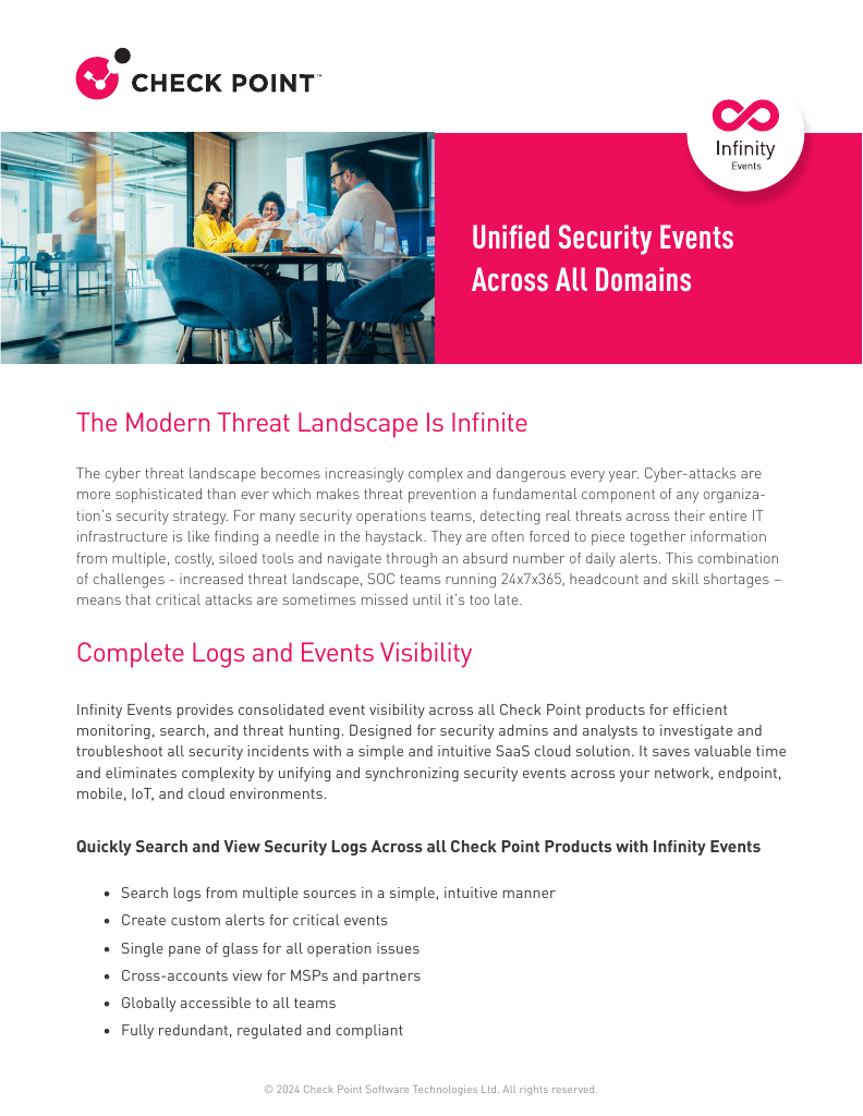 Solution Brief | Infinity Events | Check Point Software
