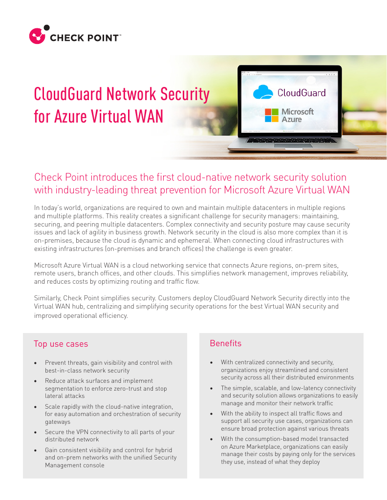 Solution Brief | CloudGuard Network Security for Azure Virtual WAN ... Solution Brief | CloudGuard Network Security for Azure Virtual WAN ...
