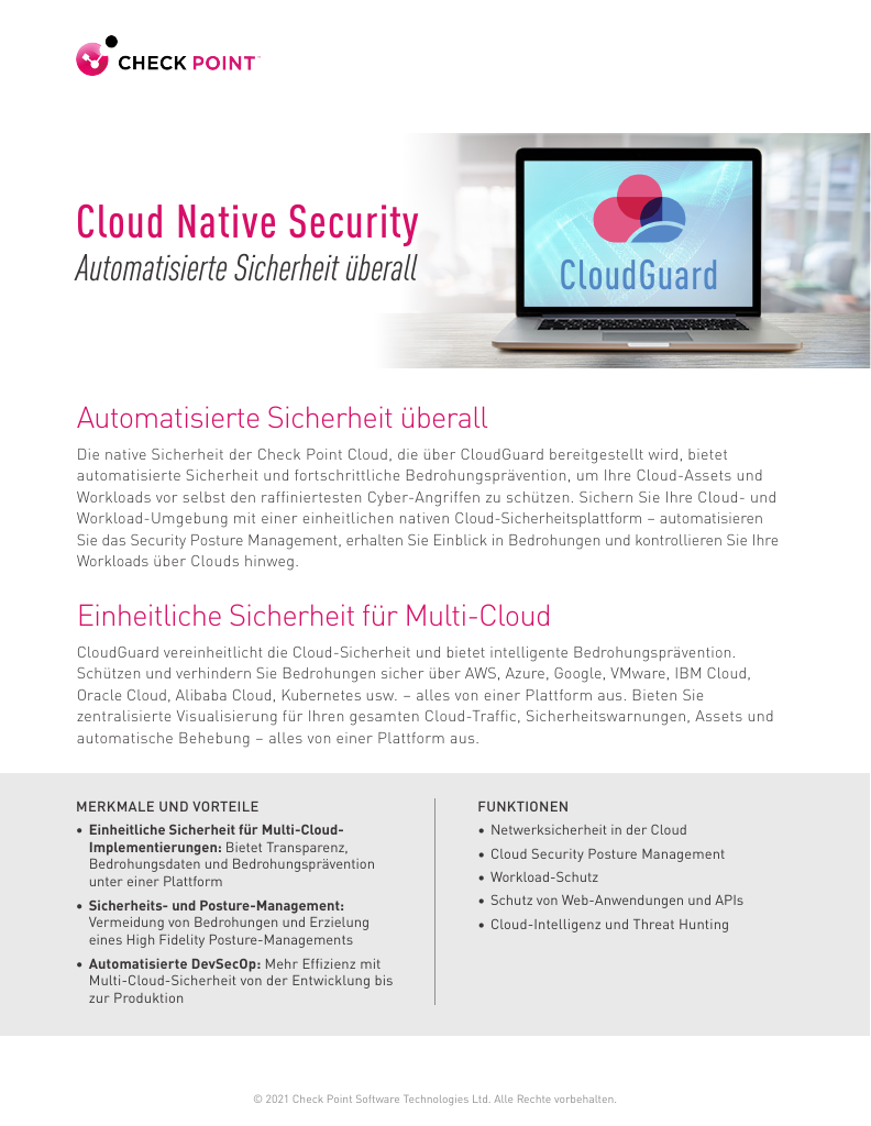 Lösungsübersicht | Übersicht über native CloudGuard-Sicherheitslösungen | Check Point Software