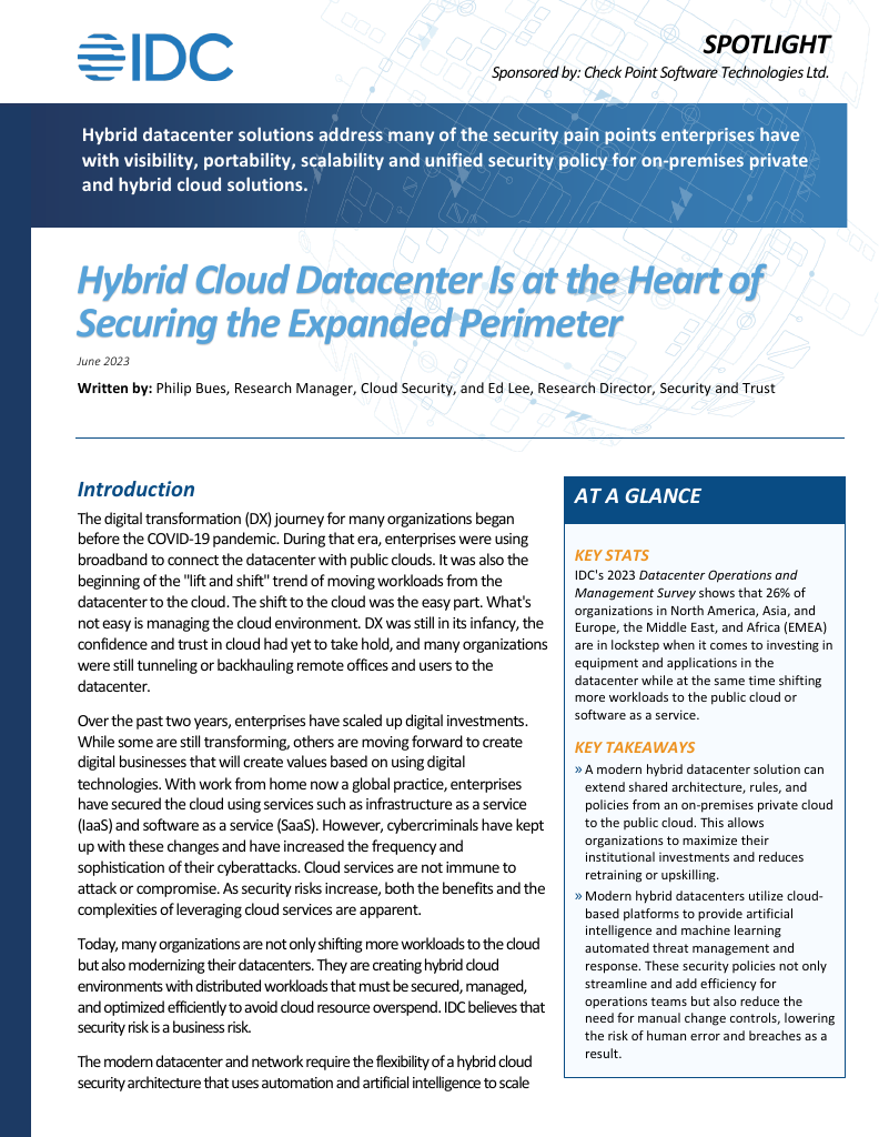 Report | IDC Hybrid Datacenter, 2024 | Check Point Software