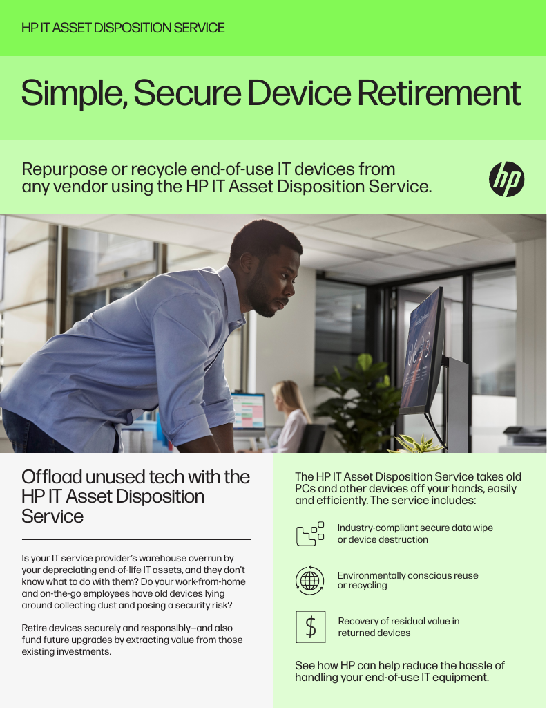 HP IT Asset Disposition Service Solution Brief | hp.com